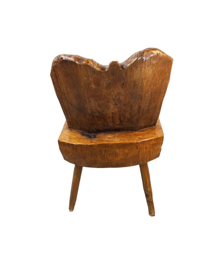 Primitive 19th Century Solid Live Edge Maples Chair For Sale at 1stDibs