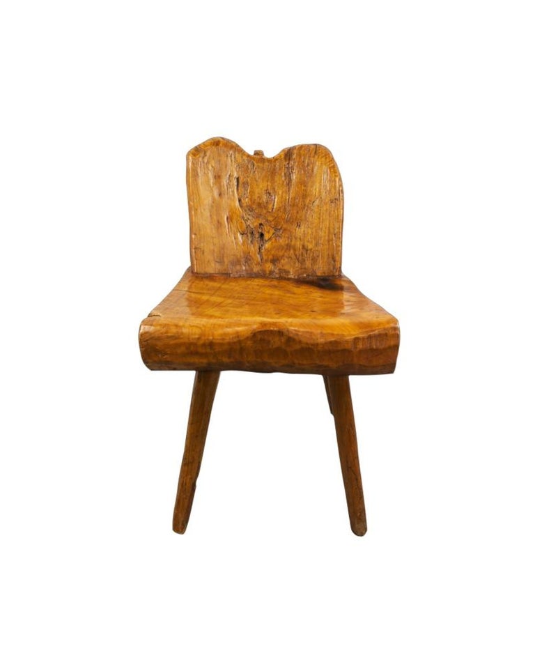 Primitive 19th Century Solid Live Edge Maples Chair For Sale at 1stDibs