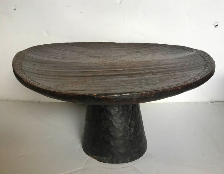 Primitive African Wooden Round Low Table at 1stDibs