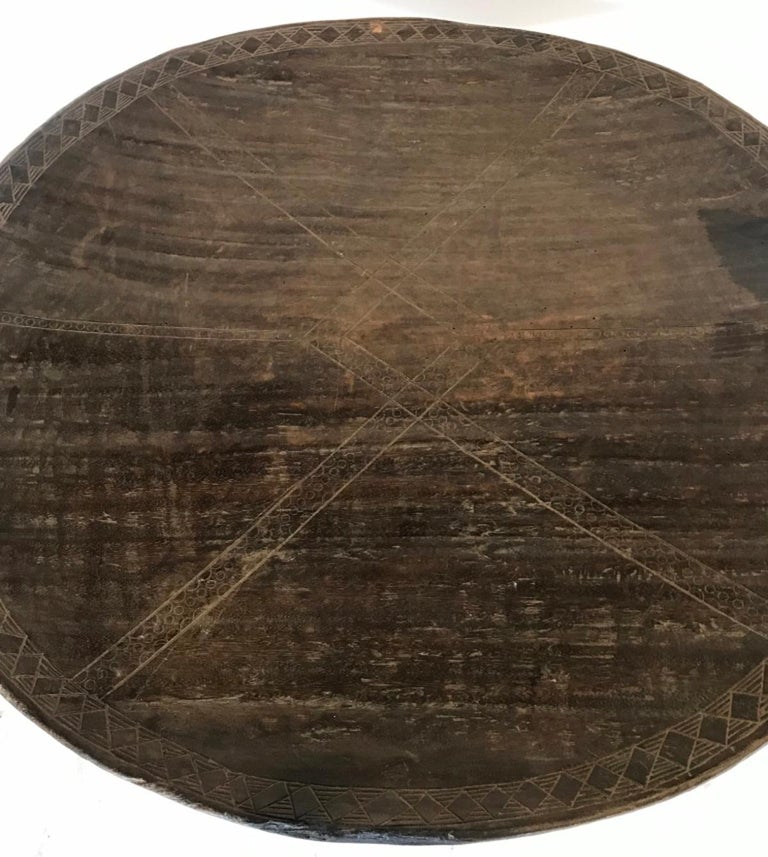 Primitive African Wooden Round Low Table at 1stDibs