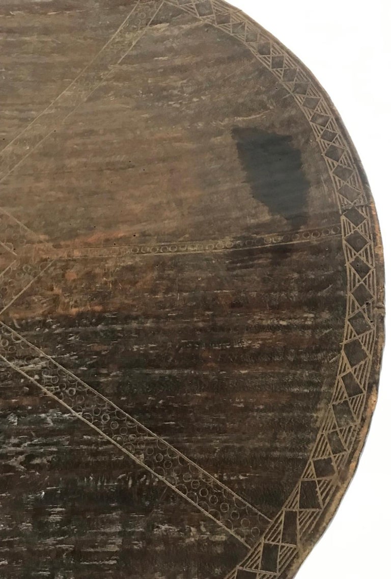 Primitive African Wooden Round Low Table at 1stDibs