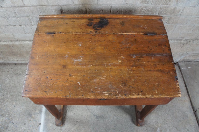 Primitive Antique Early American Pine Slant Top Writing Desk Country ...