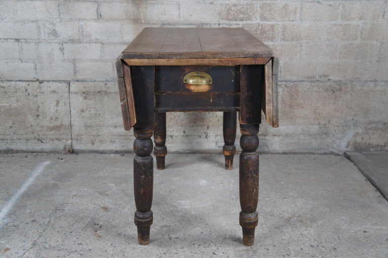 Primitive Antique English Pine Drop Leaf Farmhouse Dining Breakfast ...