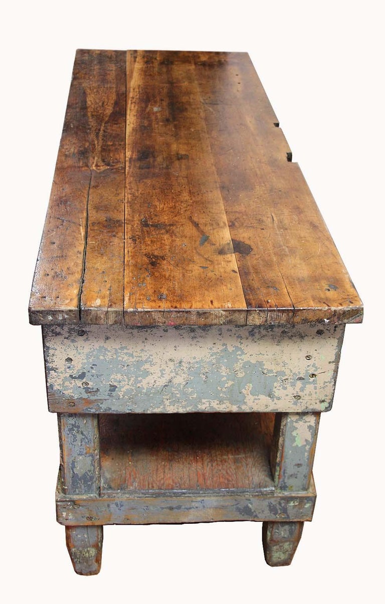 Primitive Antique Work Bench or Console For Sale at 1stdibs