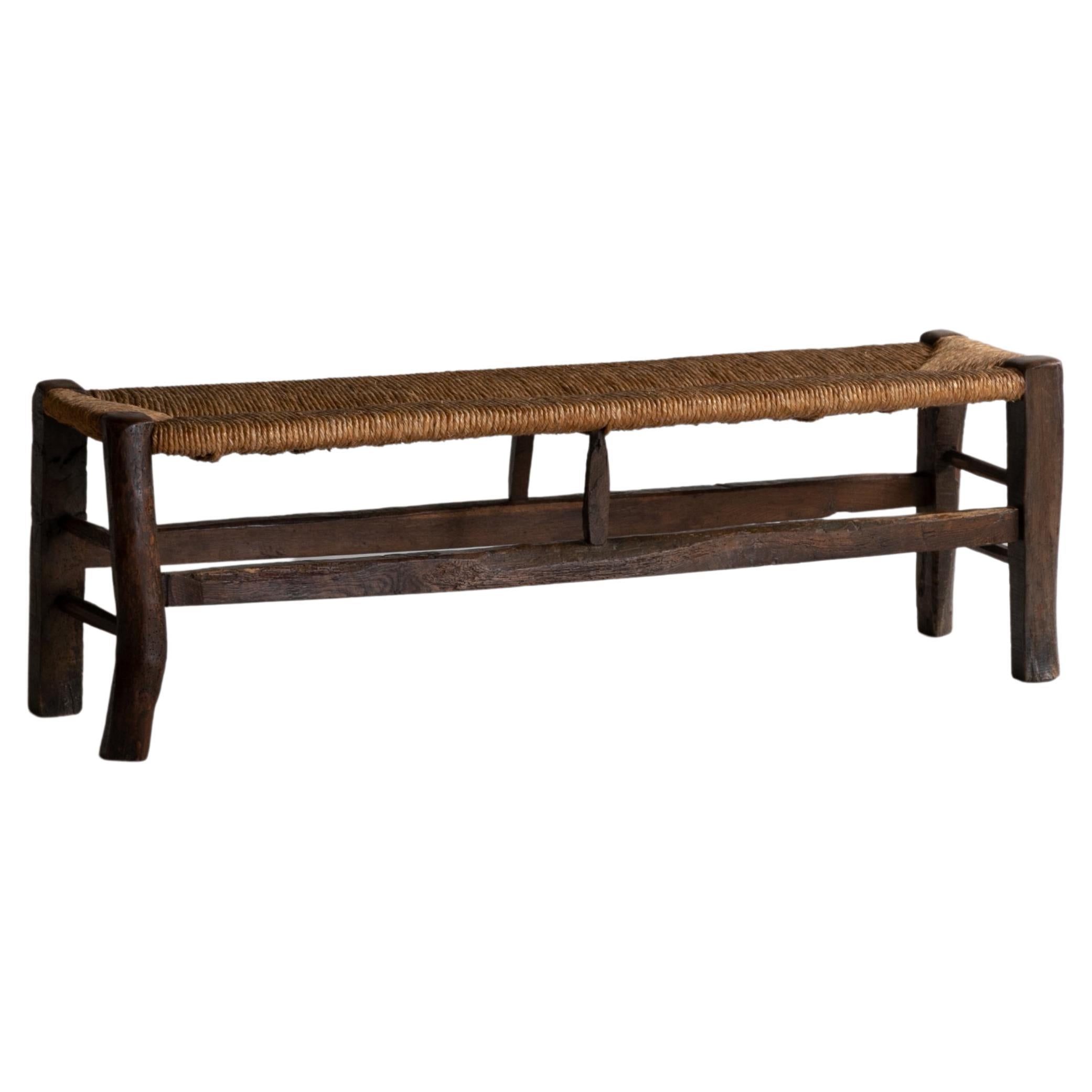 Antique Small Arrow Back Black Distress Painted Wooden Primitive Bench ...