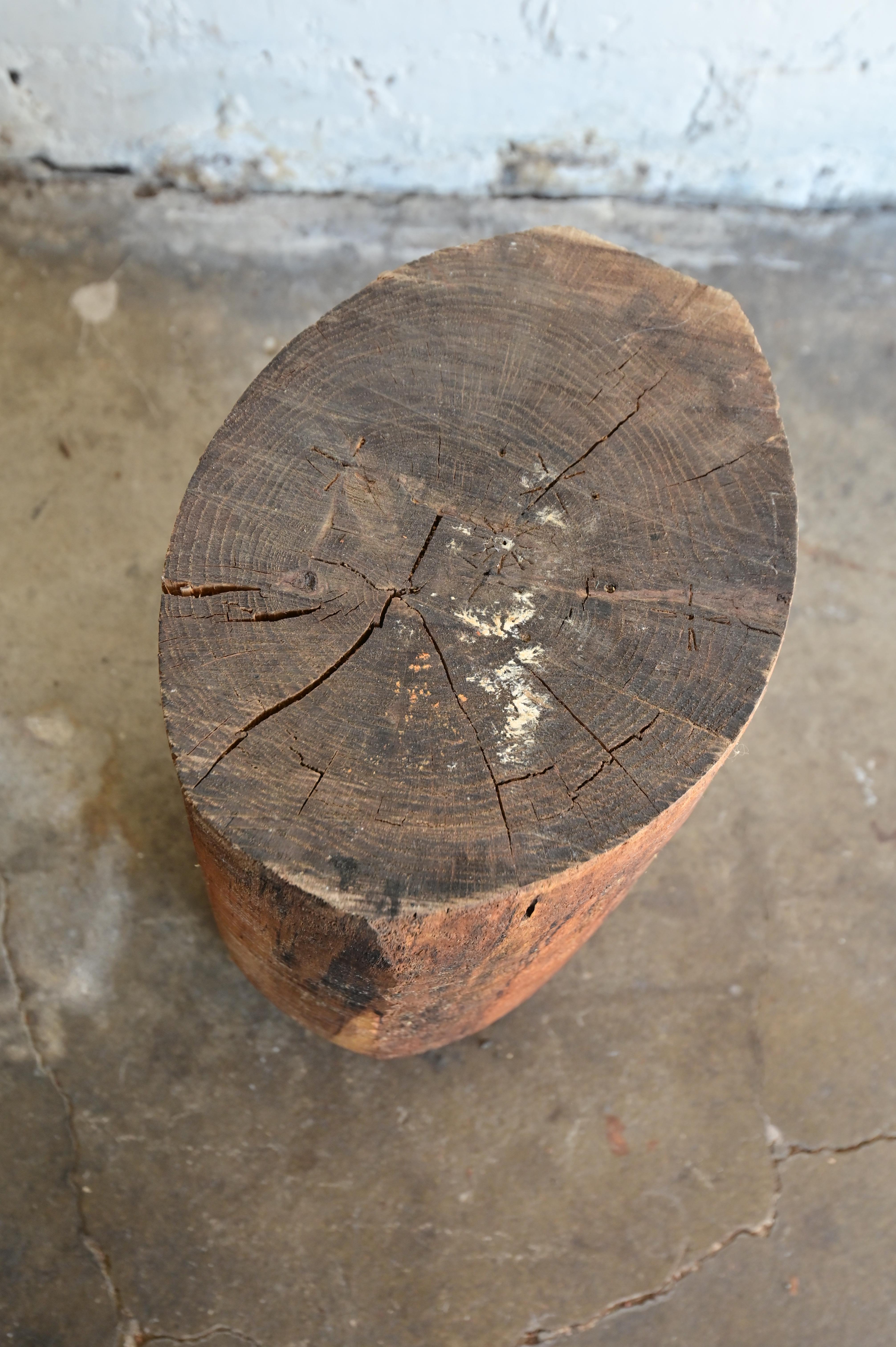 Primitive Brutalist Pedestal End Table For Sale at 1stDibs