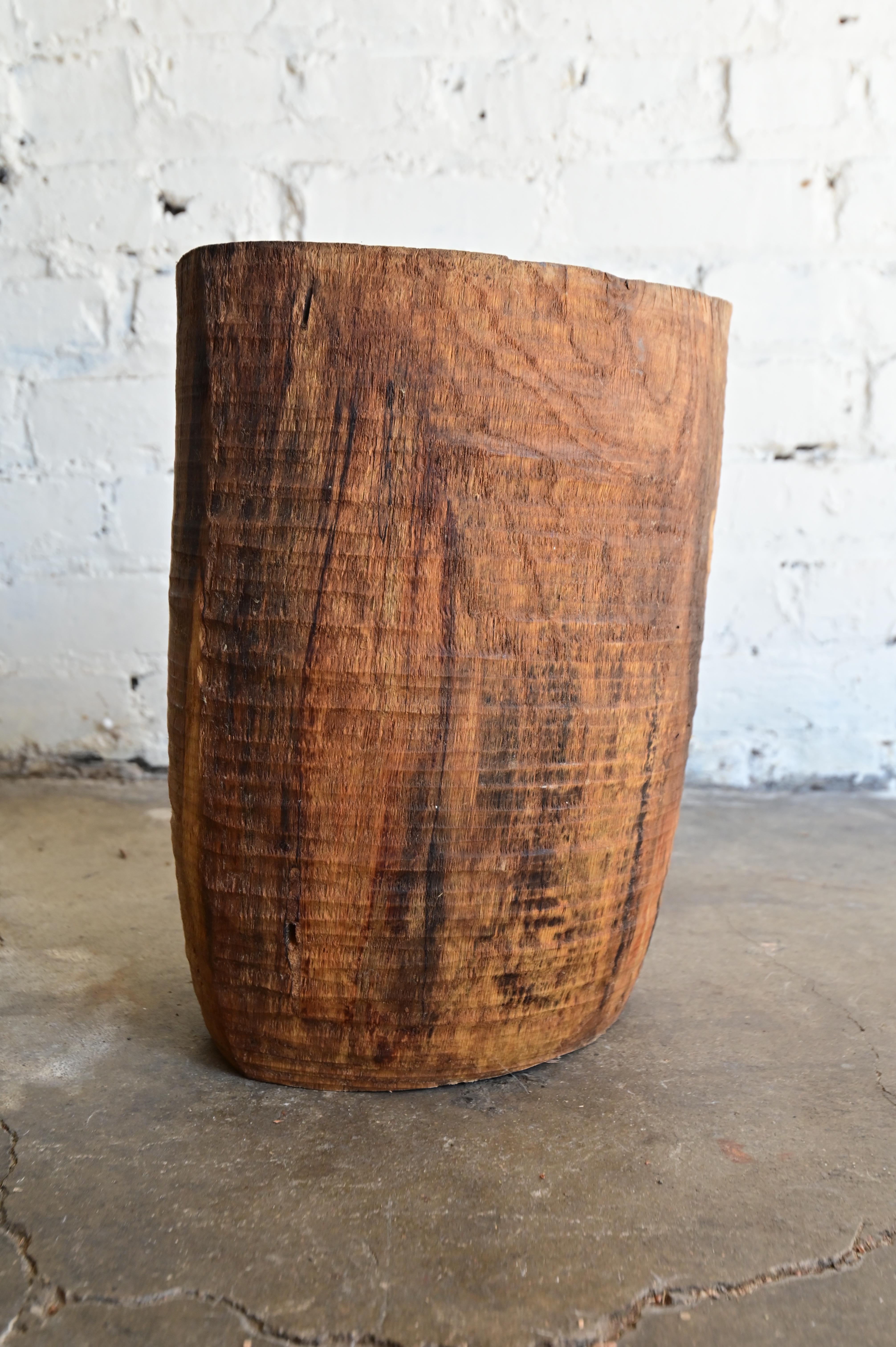Primitive Brutalist Pedestal End Table For Sale at 1stDibs