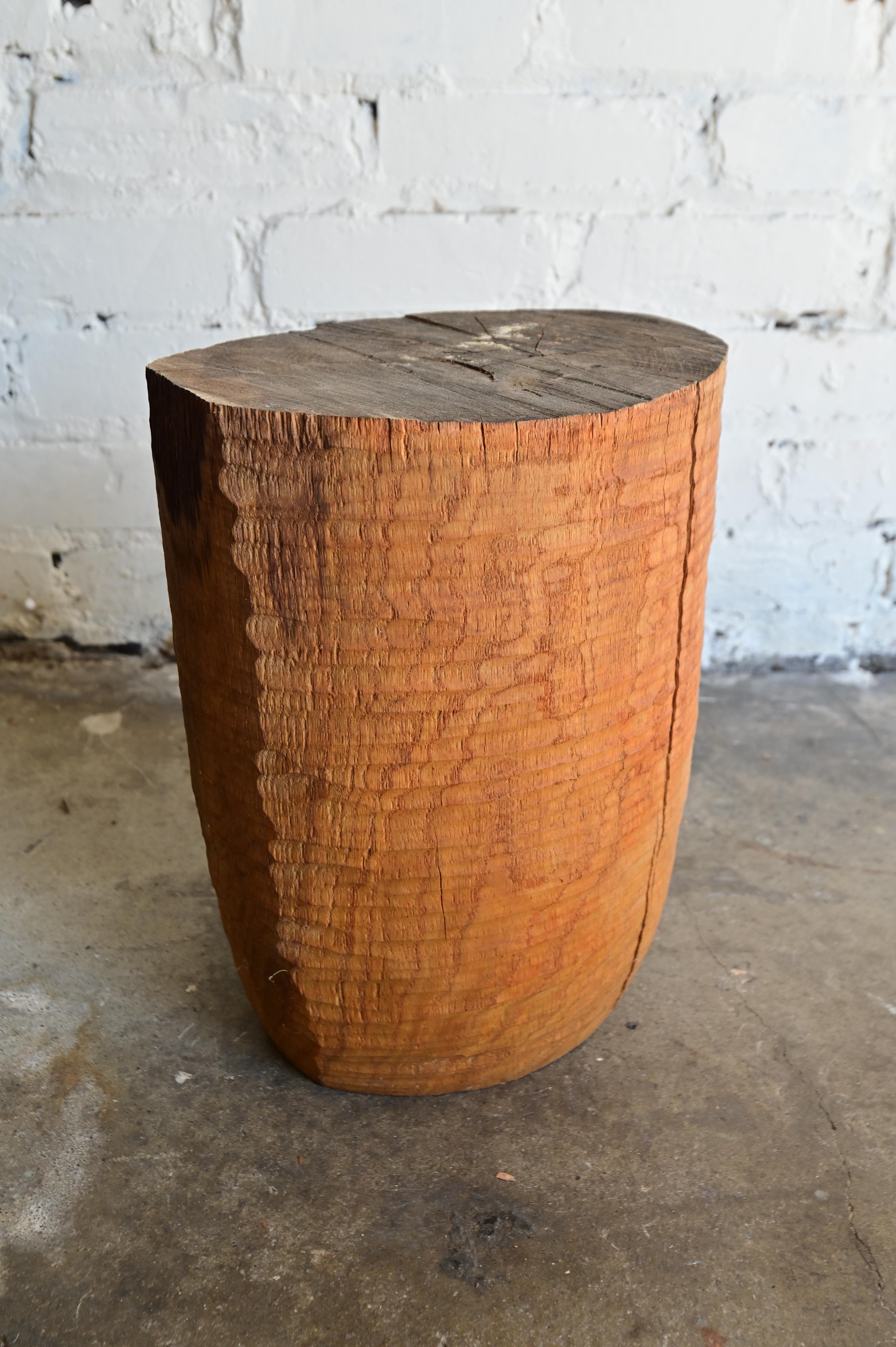 Primitive Brutalist Pedestal End Table For Sale at 1stDibs