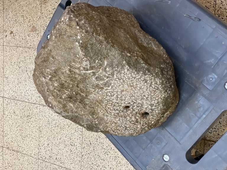 Primitive Carved Stone Fountain Head For Sale at 1stDibs