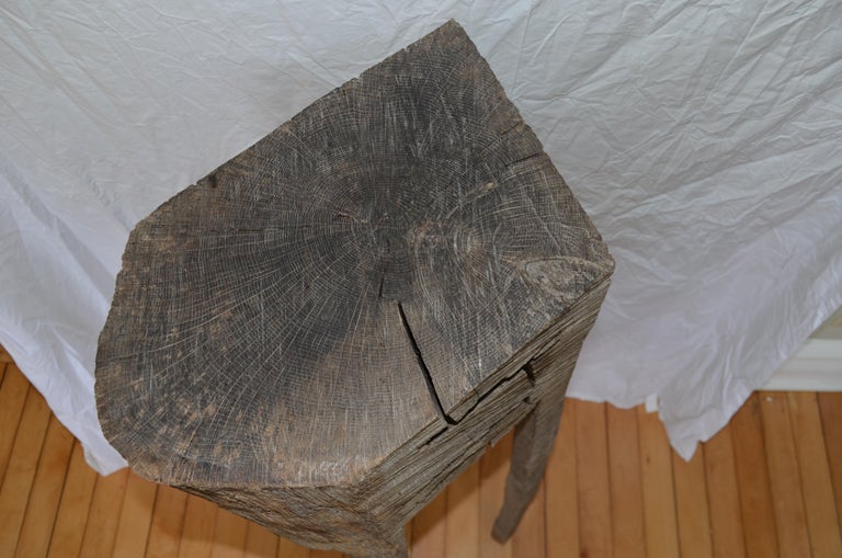 Primitive Chopping Butcher Block with Knife Slots Carved from Fallen ...