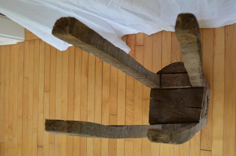 Primitive Chopping Butcher Block with Knife Slots Carved from Fallen ...