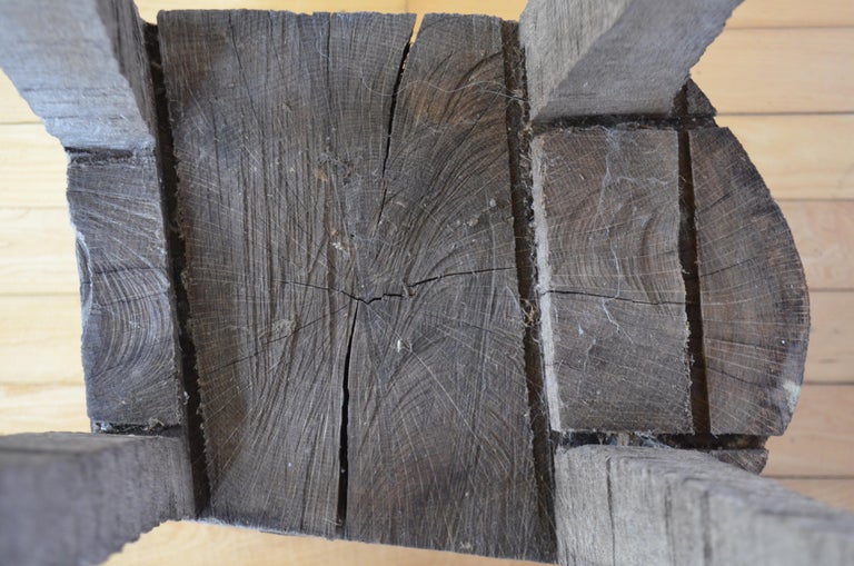 Primitive Chopping Butcher Block with Knife Slots Carved from Fallen ...