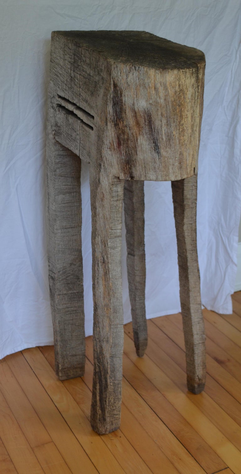 Primitive Chopping Butcher Block with Knife Slots Carved from Fallen ...