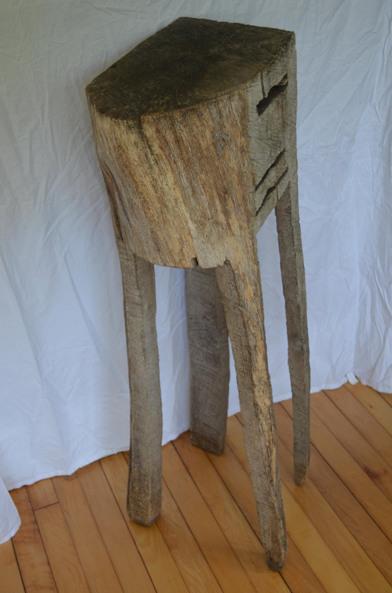 Primitive Chopping Butcher Block with Knife Slots Carved from Fallen ...