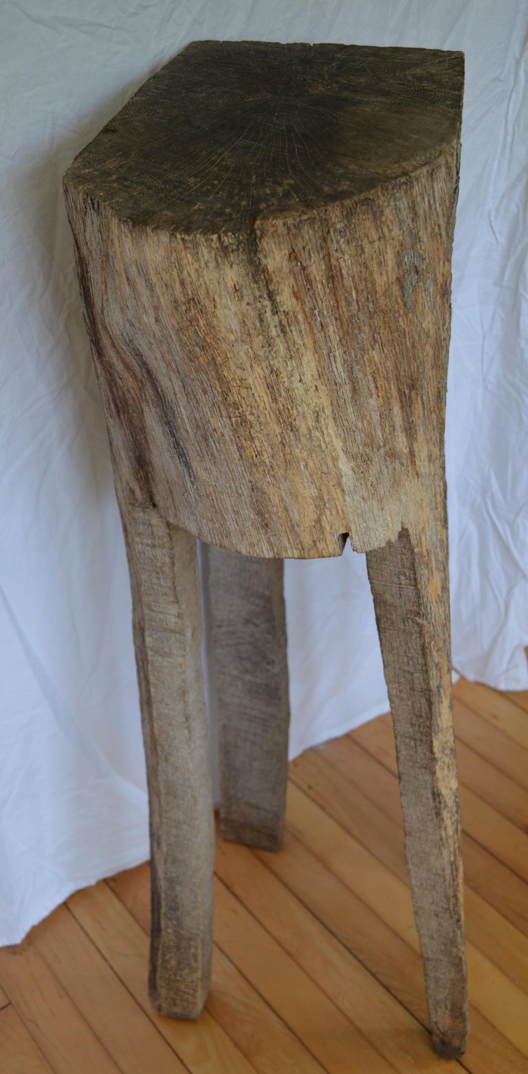 Primitive Chopping Butcher Block with Knife Slots Carved from Fallen ...