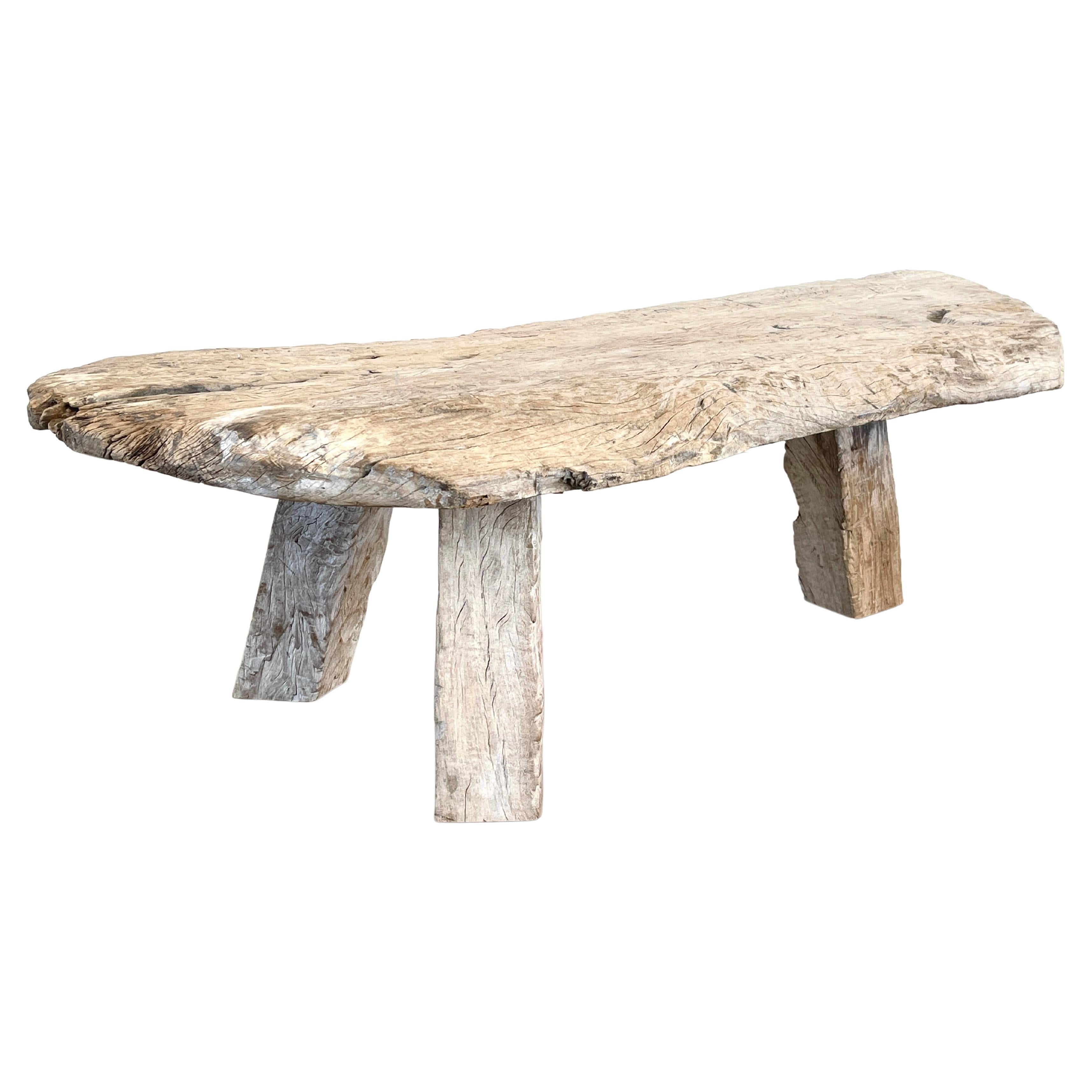 Antique Primitive Wood Bench For Sale at 1stDibs