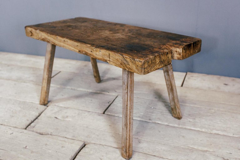 Primitive Early 20th Century Pig Bench Slab Table at 1stDibs