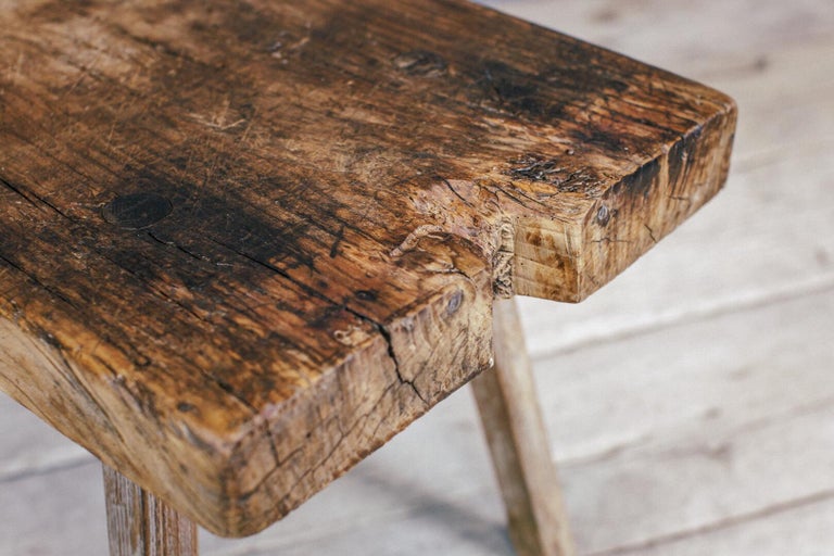 Primitive Early 20th Century Pig Bench Slab Table at 1stDibs