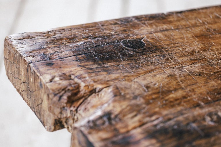 Primitive Early 20th Century Pig Bench Slab Table at 1stDibs