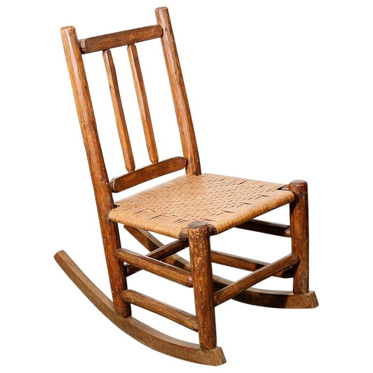 Primitive Early American Rocking Chair For Sale at 1stDibs