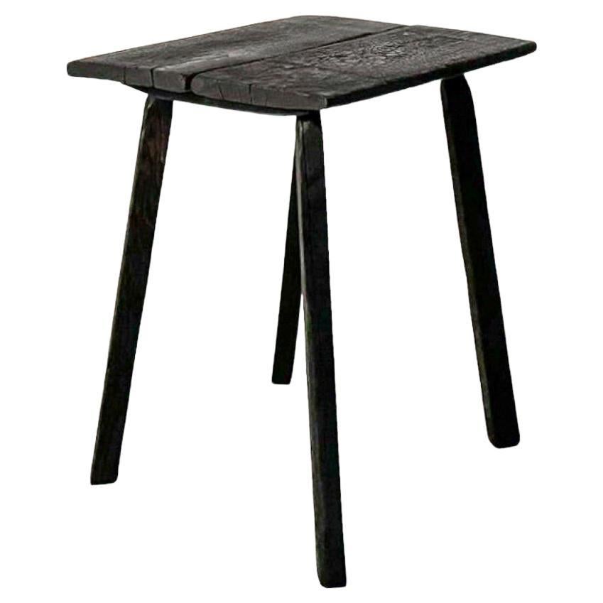 Primitive Ebonised Oak Wabi Sabi Occasional Side Table with Shou Sugi Ban Finish For Sale at 1stDibs