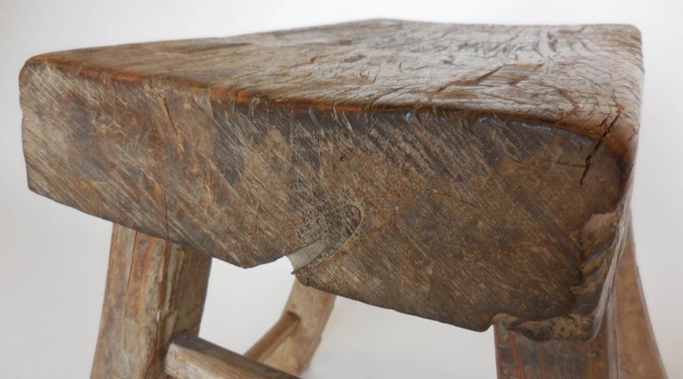 Rustic Elm Stool For Sale at 1stDibs | primitive stool, primitive wood ...