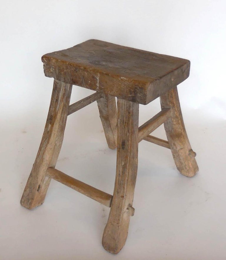 Rustic Elm Stool For Sale at 1stDibs | primitive stool, primitive wood ...
