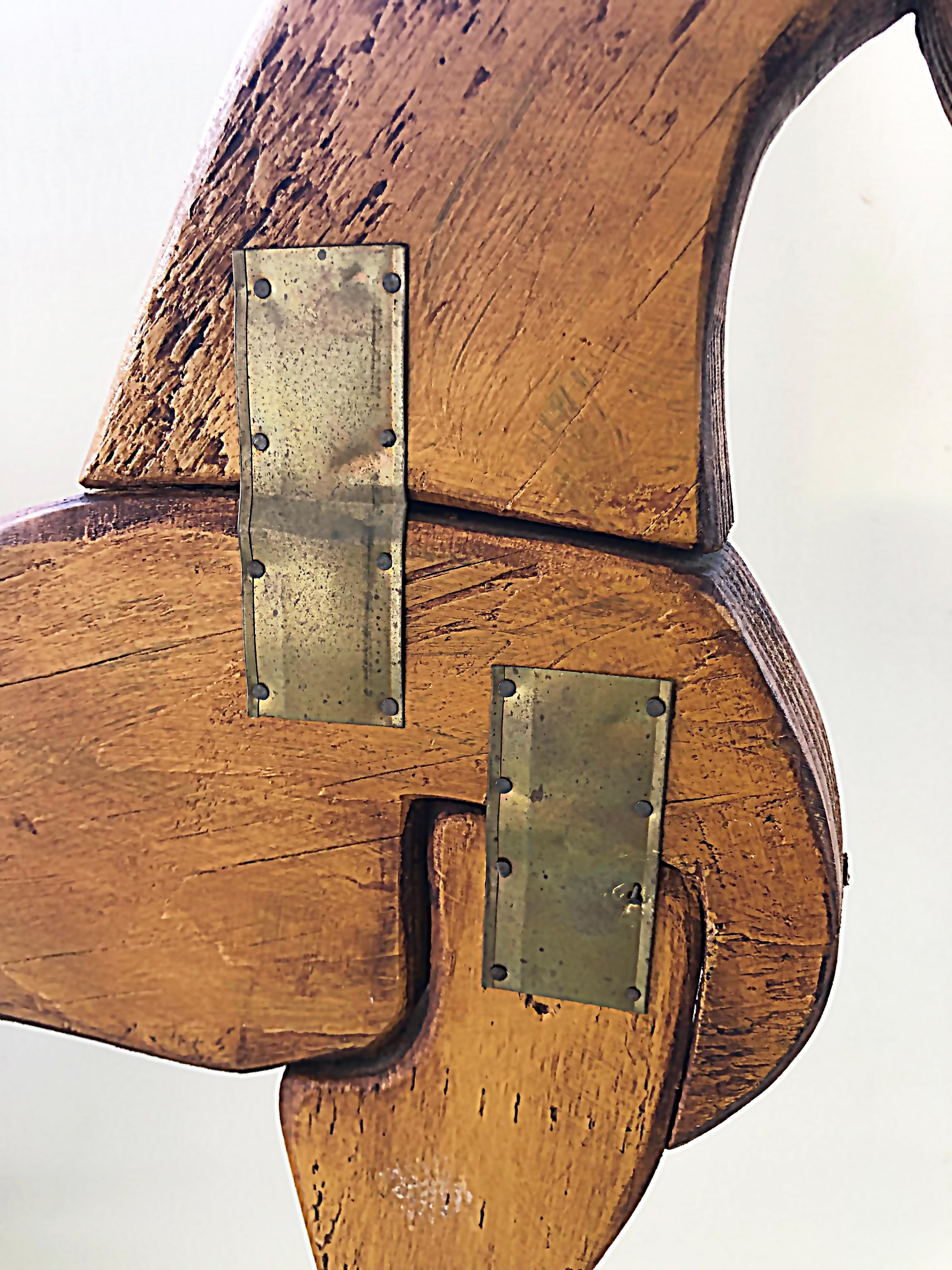 Rustic Folk Art Style Carved Wood Horse on Stand at 1stDibs