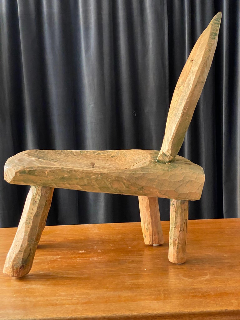 Primitive Freeform Lounge Chair, Sculpted Painted Wood, Sweden, circa ...