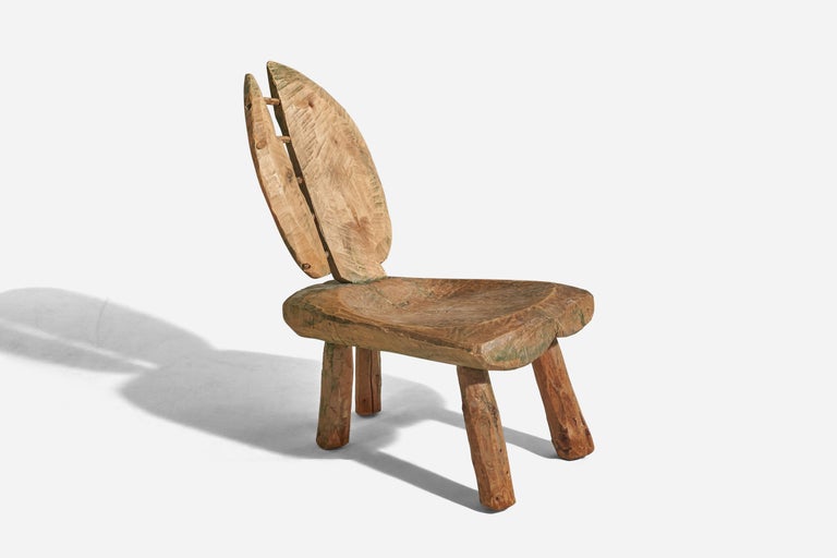 Swedish Designer, Primitive Freeform Lounge Chair, Painted Wood, Sweden ...