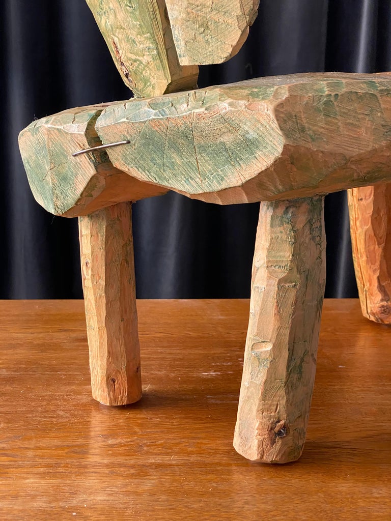 Primitive Freeform Lounge Chair, Sculpted Painted Wood, Sweden, circa ...