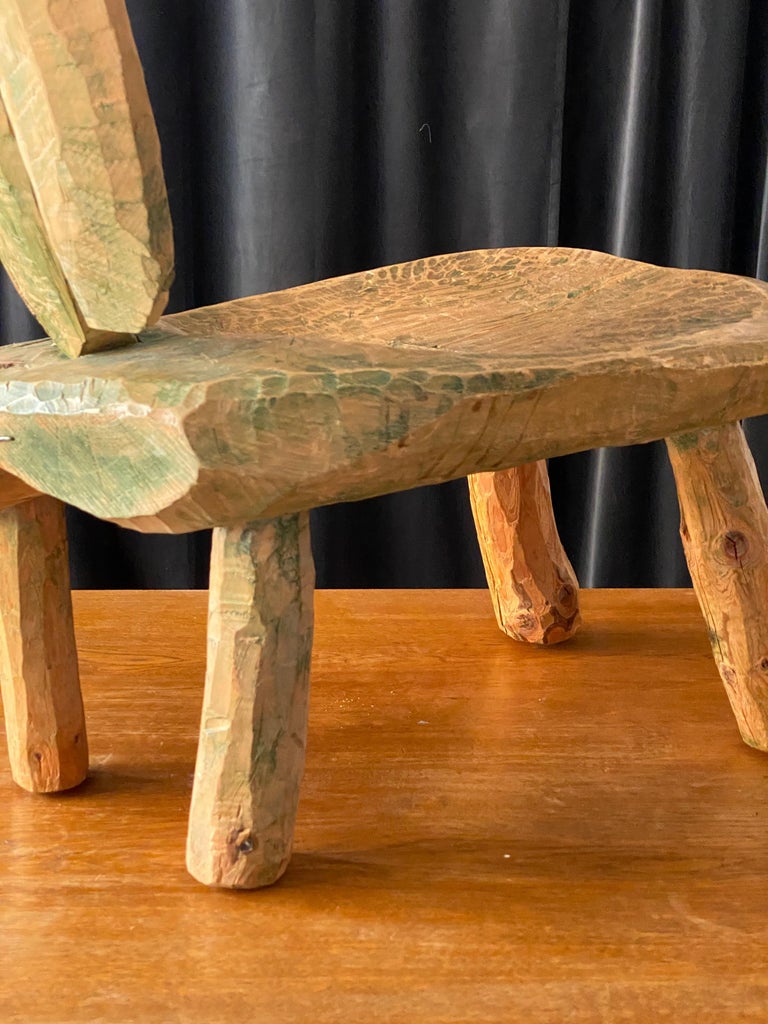 Primitive Freeform Lounge Chair, Sculpted Painted Wood, Sweden, circa ...