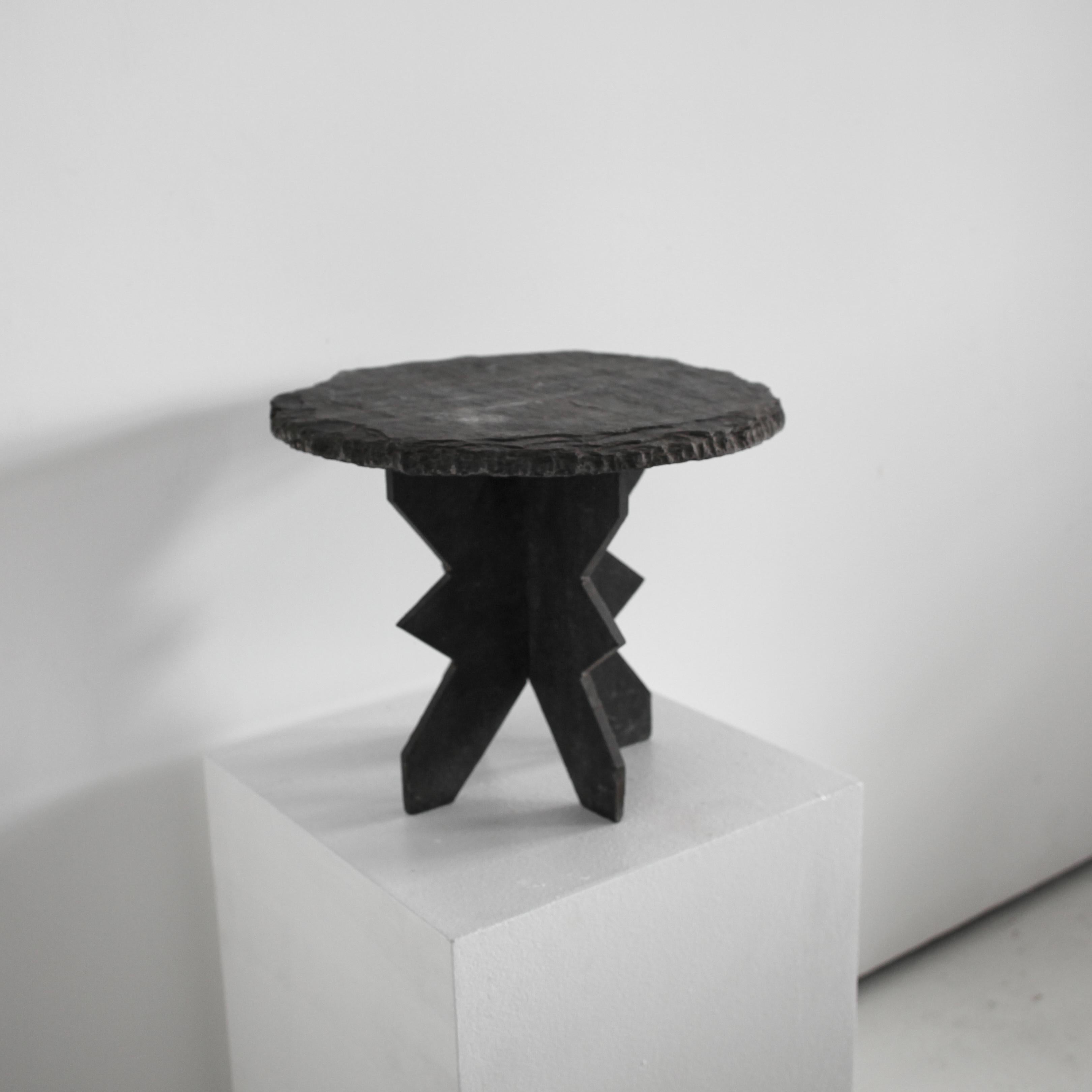 Primitive Geometric Riven Slate Side Table For Sale at 1stDibs