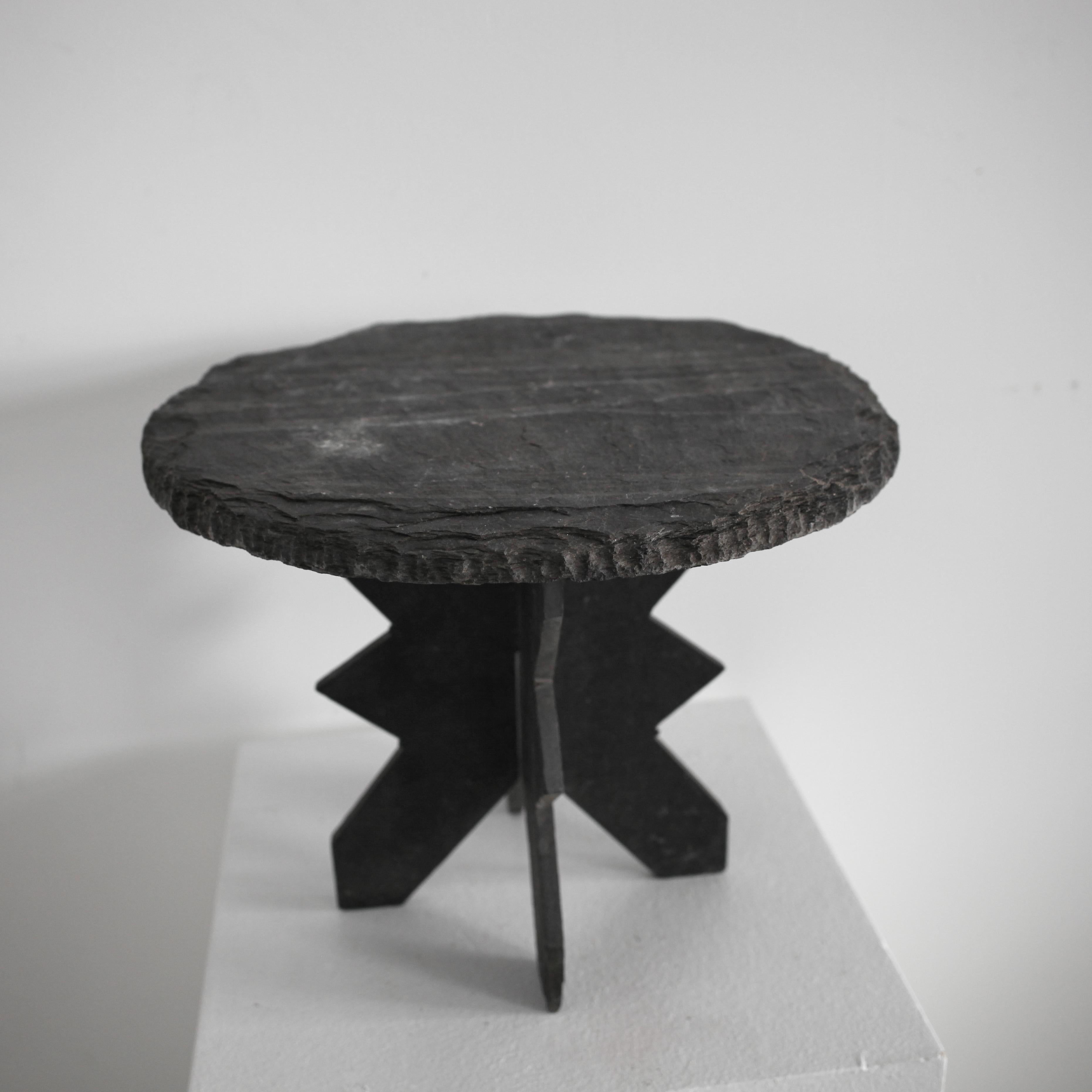 Primitive Geometric Riven Slate Side Table For Sale at 1stDibs