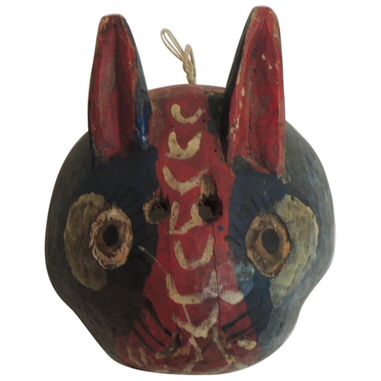 Primitive Hand-Carved Hanging Artisanal Mask of a Rabbit or Jaguar at ...