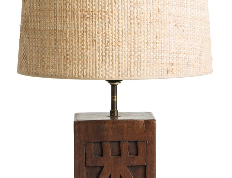 Primitive Hand-Carved Wood Table Lamp at 1stDibs | primitive table lamps