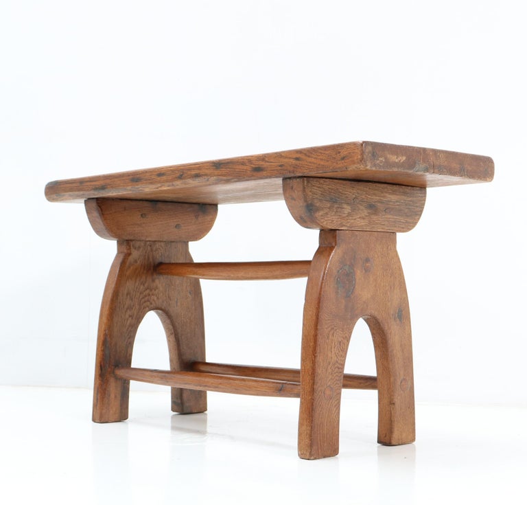 Primitive Hand-Made Rustic European Oak Countryside Bench or Side Table ...