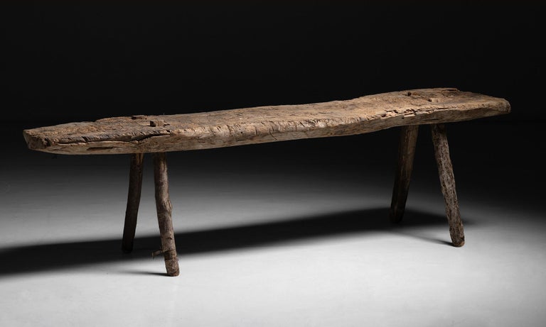 Primitive Log Bench, France, circa 1950 For Sale at 1stDibs