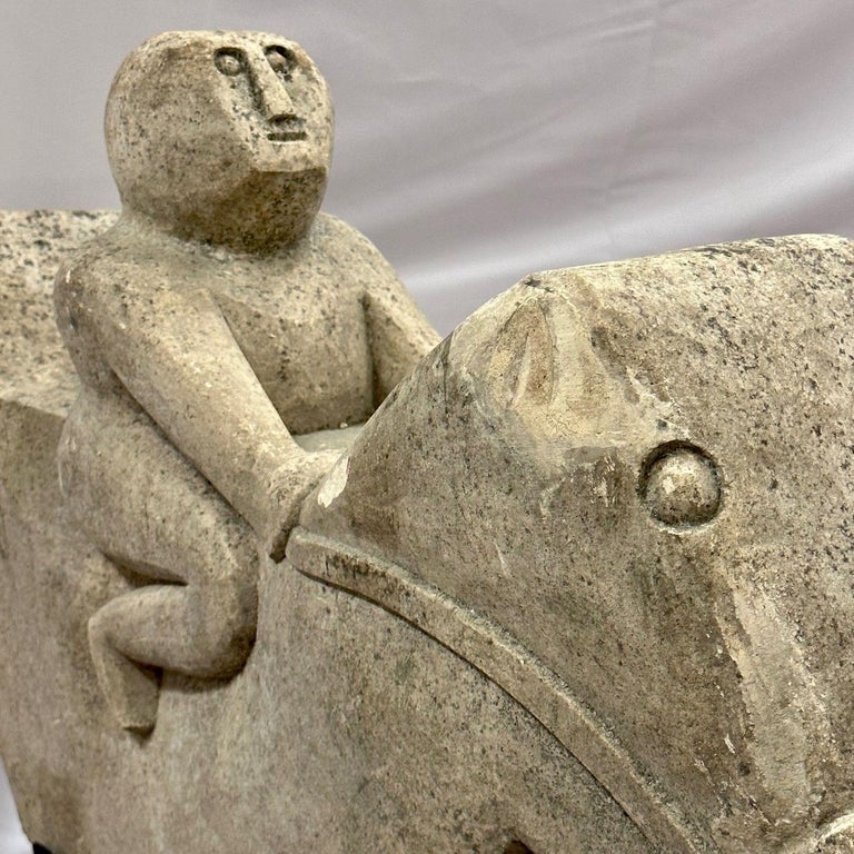 Primitive Mid-Century Modern Indonesian Stone Sculpture, Statue on ...
