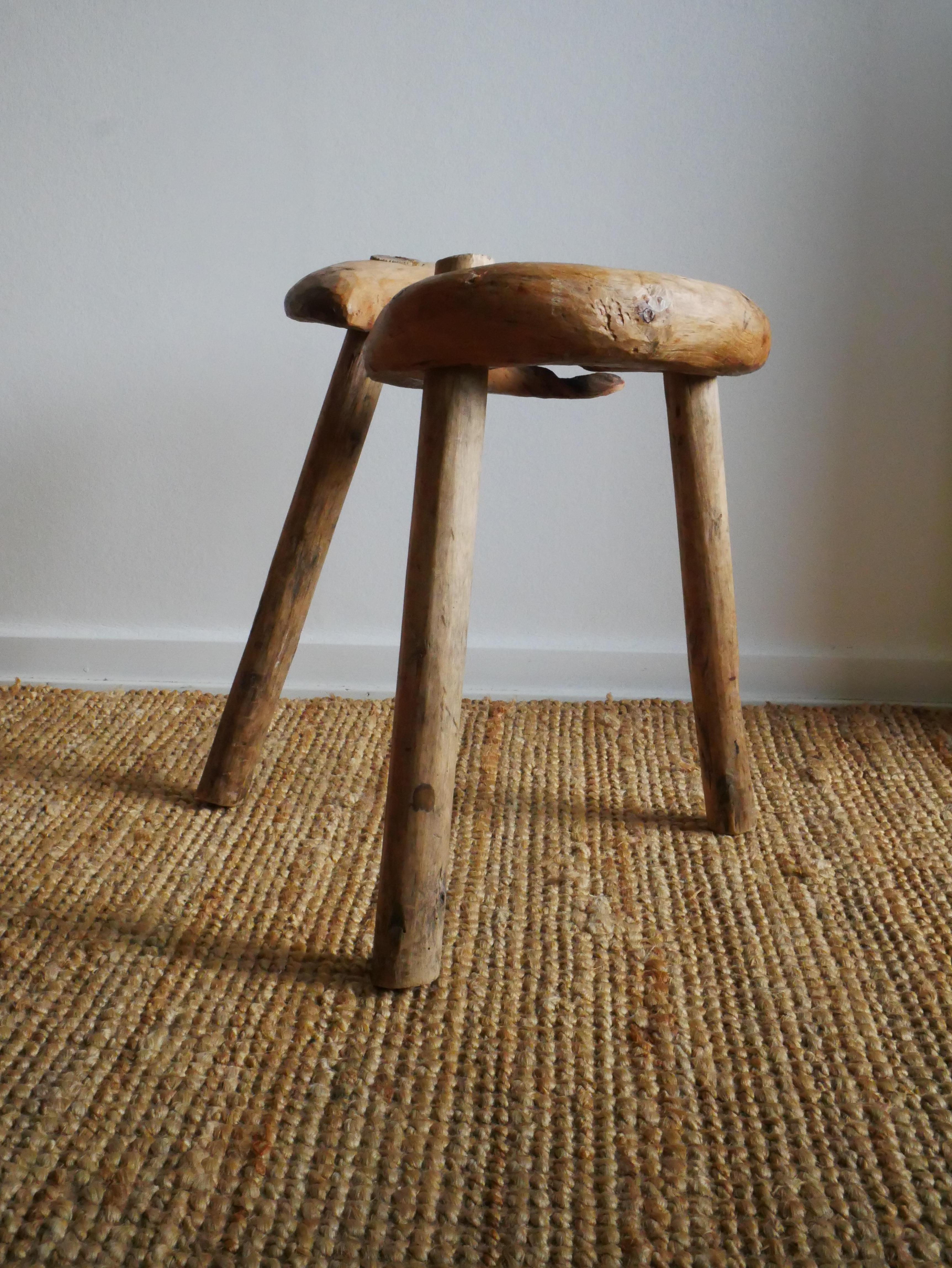 Primitive Norwegian Pine Stool mid-19 century at 1stDibs