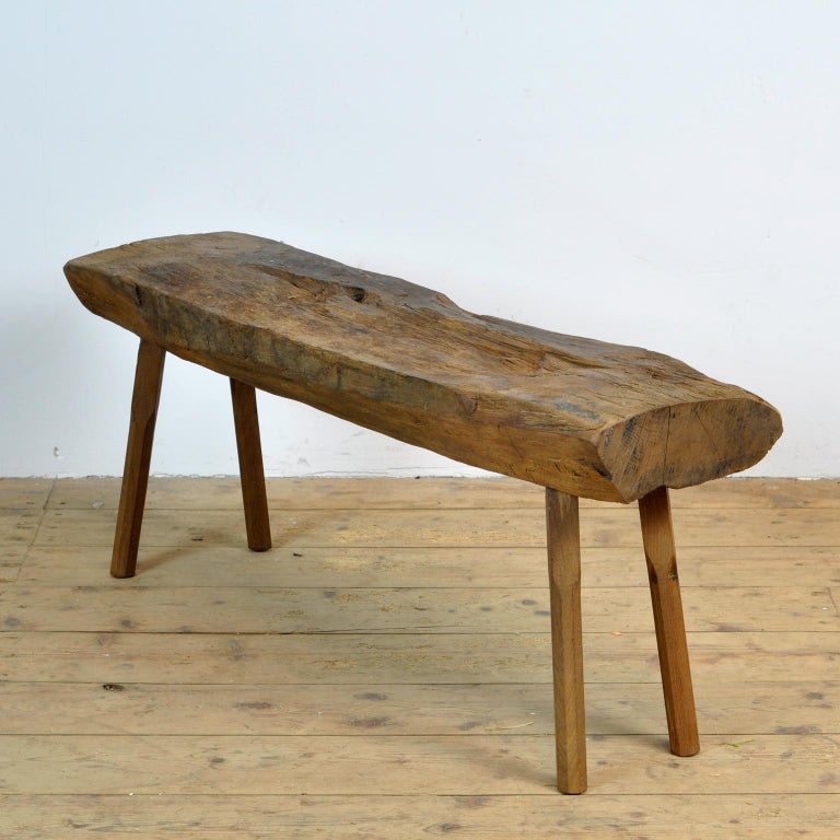 Primitive Oak Bench, 1930's at 1stDibs