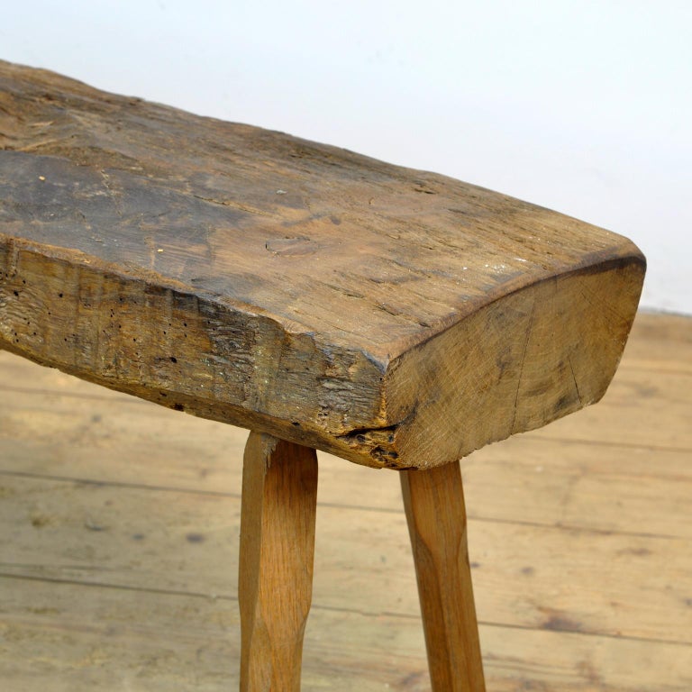 Primitive Oak Bench, 1930's at 1stDibs