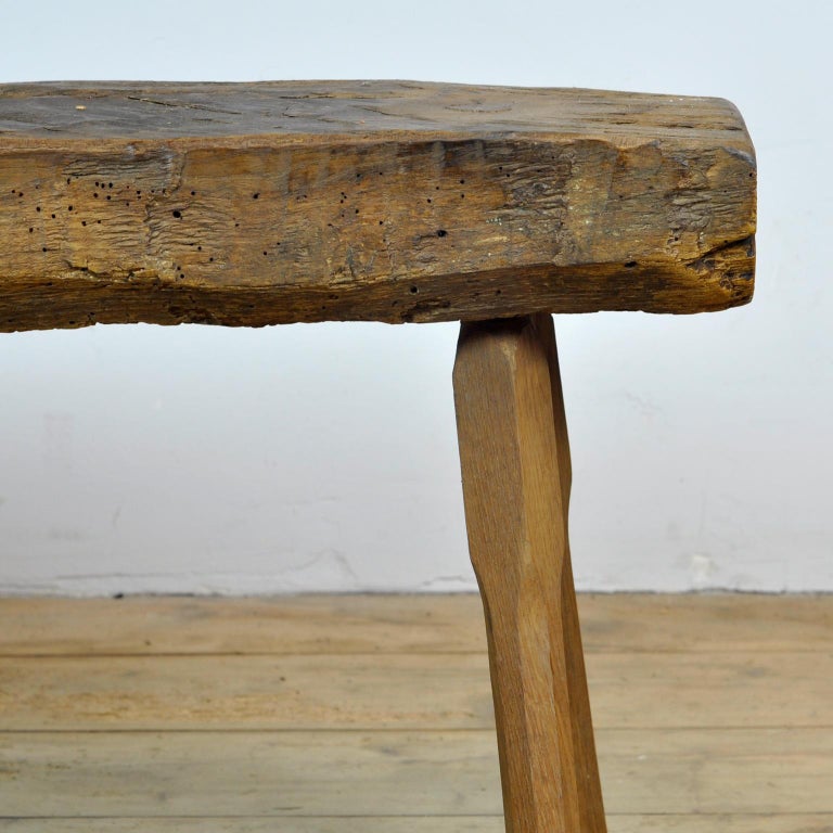 Primitive Oak Bench, 1930's at 1stDibs