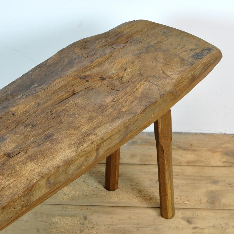 Primitive Oak Bench, 1930's at 1stDibs