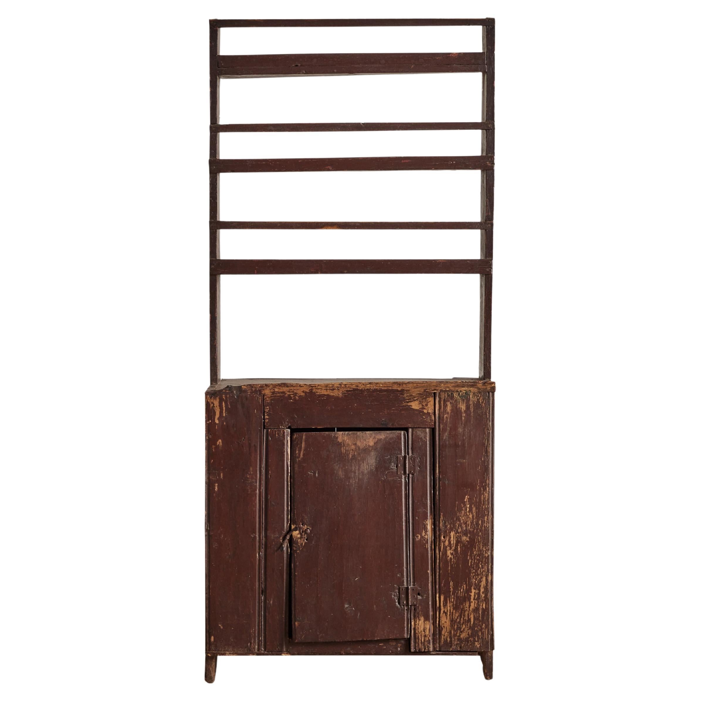 Vintage Tom Seely Pine Wood Step Back Hutch Cupboard China Cabinet at ...