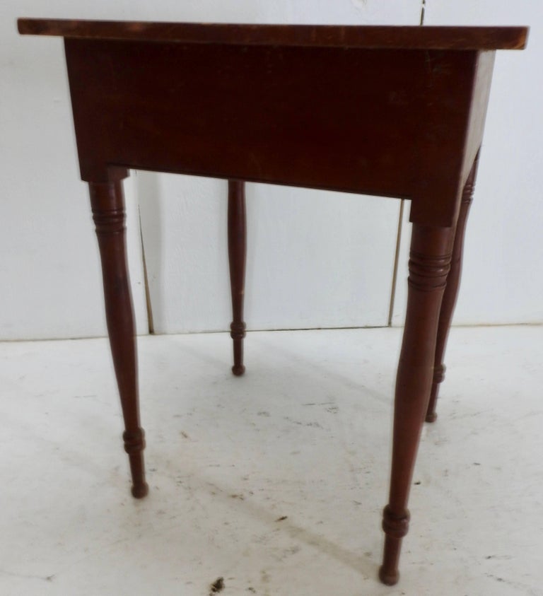 Primitive Red Working Side Table For Sale at 1stDibs