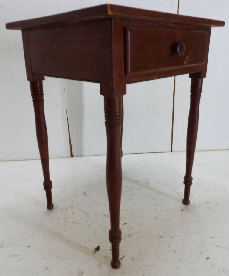 Primitive Red Working Side Table For Sale at 1stDibs