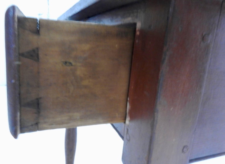 Primitive Red Working Side Table For Sale at 1stDibs