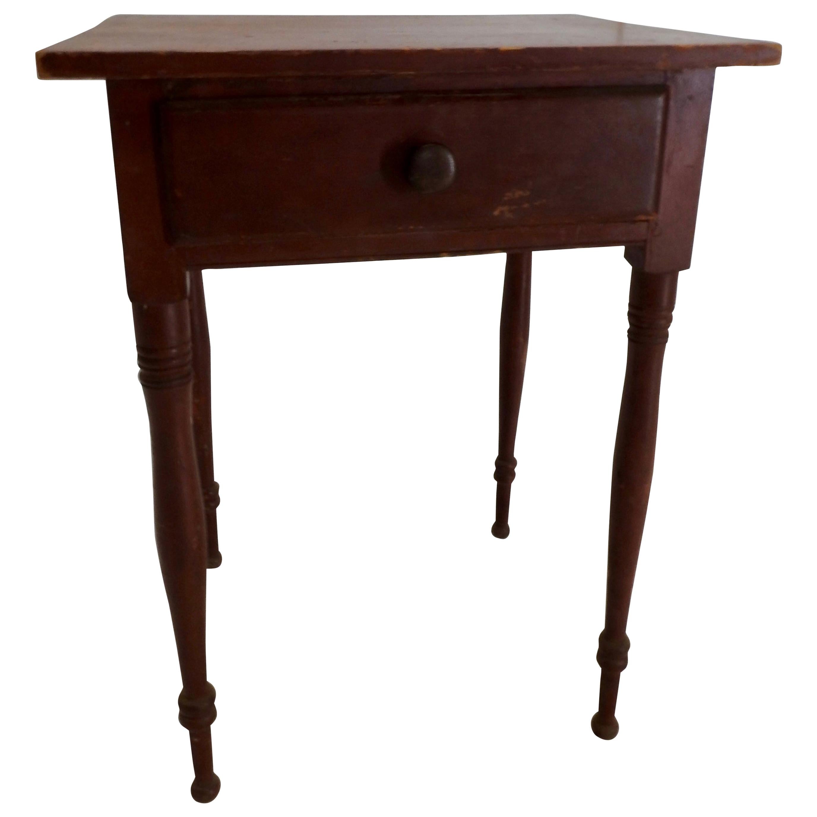 Primitive Red Working Side Table For Sale at 1stDibs