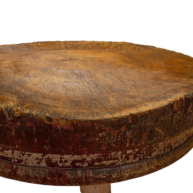 Primitive Round Butcher Block at 1stDibs